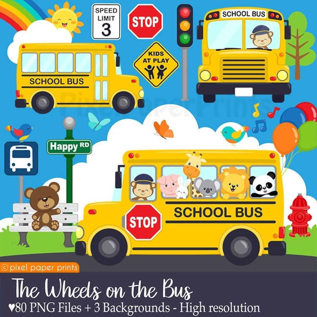 School Bus Clip Art Clip Art School Bus Graphics - Etsy UK