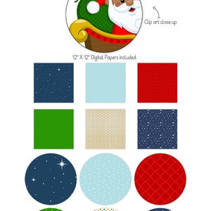 Christmas Clipart - Black Santa Claus - Clip Art and Digital Paper Set ...