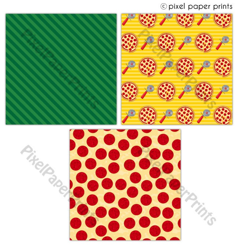 Pizza Papers Digital Paper Set Pizza Party | Etsy