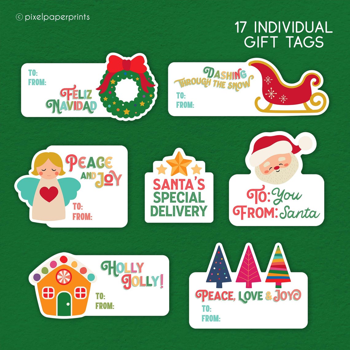 Printable Christmas Gift Tags - Cute Digital Gift Labels - Christmas ...