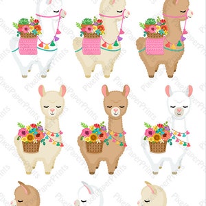 Darling Llamas - Decorated Llama - Clipart - Alpaca Clip Art - Digital ...