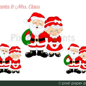 Santa and Mrs. Claus Clip Art - Christmas Clipart - Santas Wife Digital ...