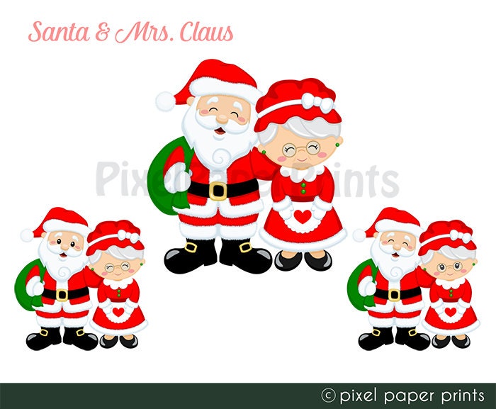 Santa and Mrs. Claus Clip Art - Christmas Clipart - Santas Wife Digital ...