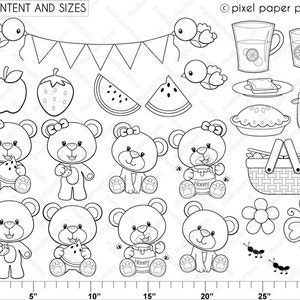 Picnic Bear - Digital stamps - Etsy España
