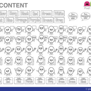 Color Monsters - Digital Stamps - Teachers Clipart - Line Art - Etsy