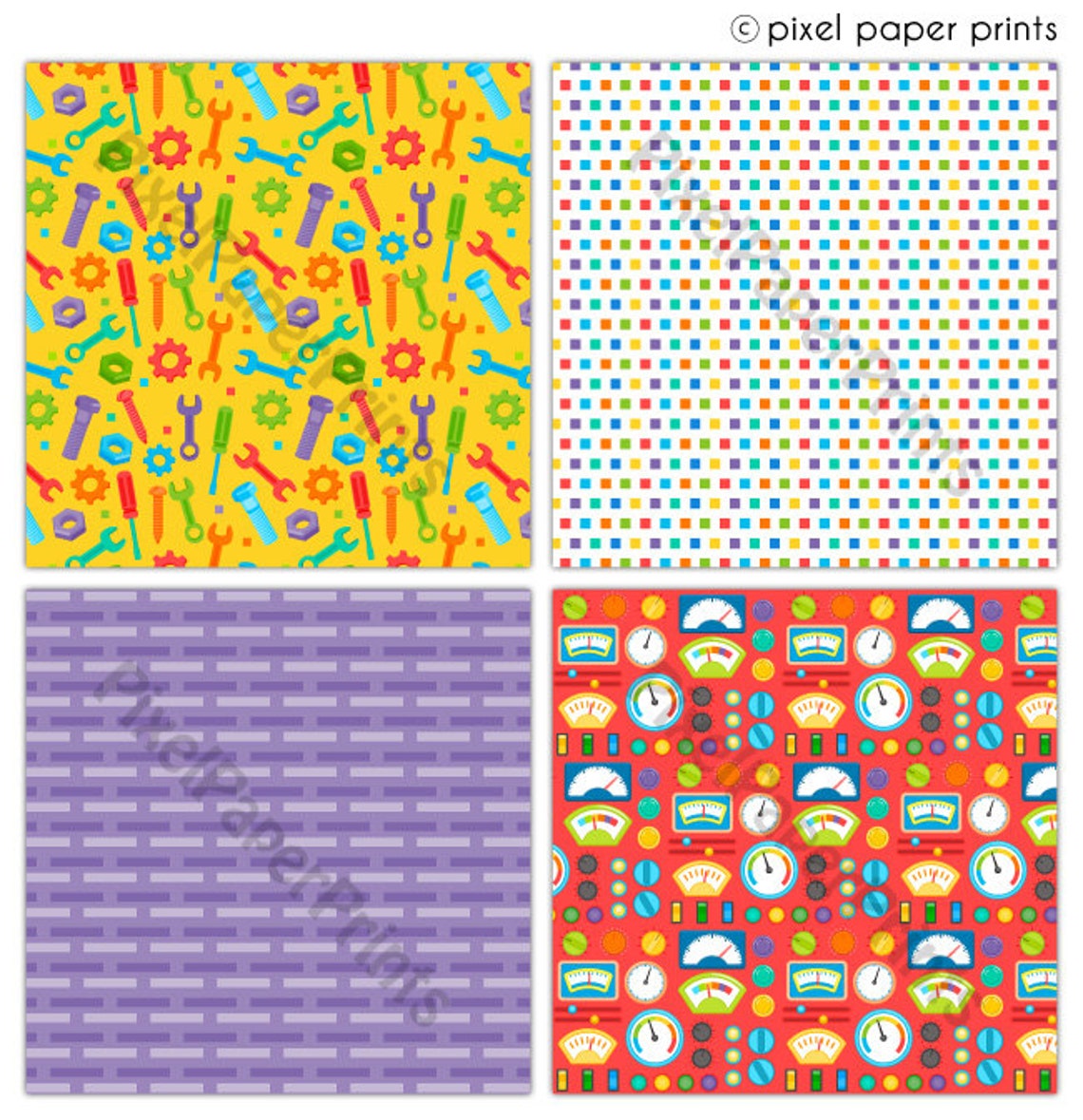 Robo Papers 2 - Digital Paper Set - Robot Digital Papers - Etsy