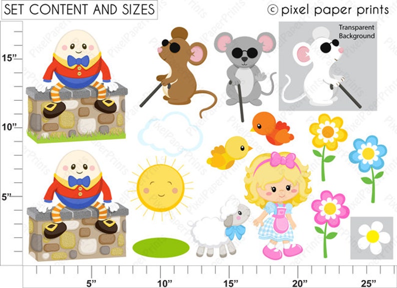 Mother Goose Nursery Rhymes Clipart and Digital Paper Set - Etsy Canada