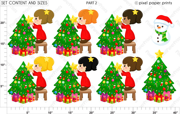 Christmas Girls Christmas Clipart Clip Art and Digital - Etsy