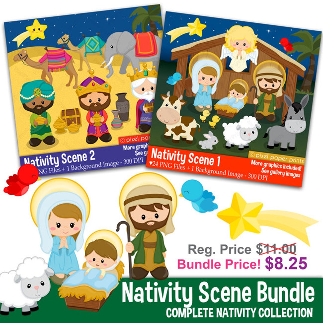 Nativity Clipart Bundle - Christmas Clip Art Bundle - Digital Download ...