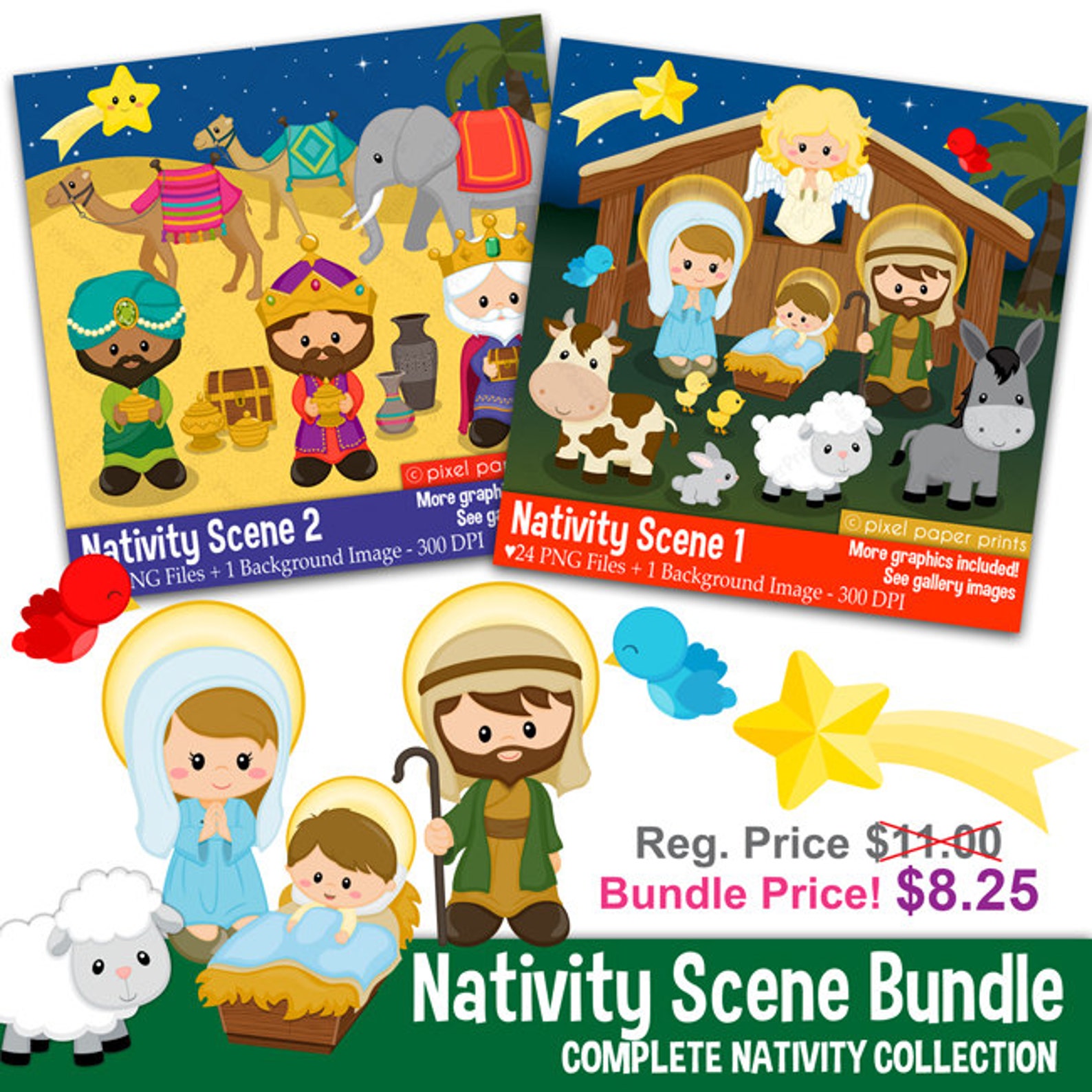 Nativity Clipart Bundle - Christmas Clip Art Bundle - Digital Download ...
