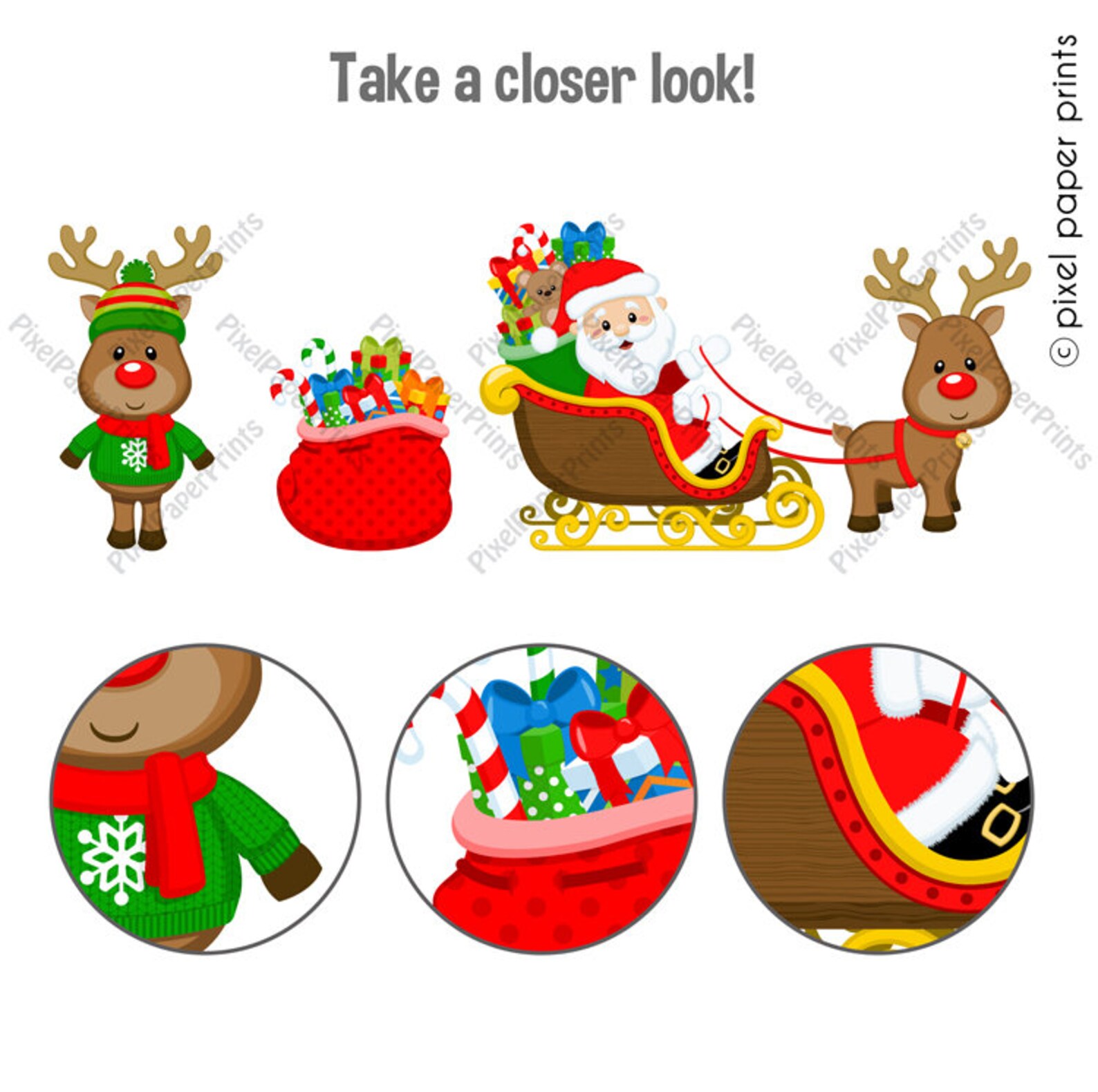 Rudolph the Red Nose Reindeer Christmas clipart Clip Art - Etsy España