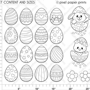 Easter Eggs Clip Art - Digital Stamps - PNG and JPG - Create Coloring ...