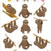 Smiley Sloth Clipart Cute Sloth Graphics, Digital Download - Etsy