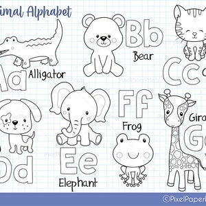 Animal Alphabet Collection A to Z - Digital Stamps - ABC Clip Art ...