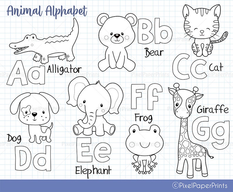 Animal Alphabet Collection A to Z Digital Stamps ABC Clip - Etsy