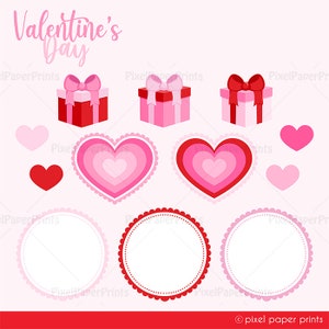 Valentine's Day Clip Art - Cute Love Bear, Swans and Hearts - Digital ...