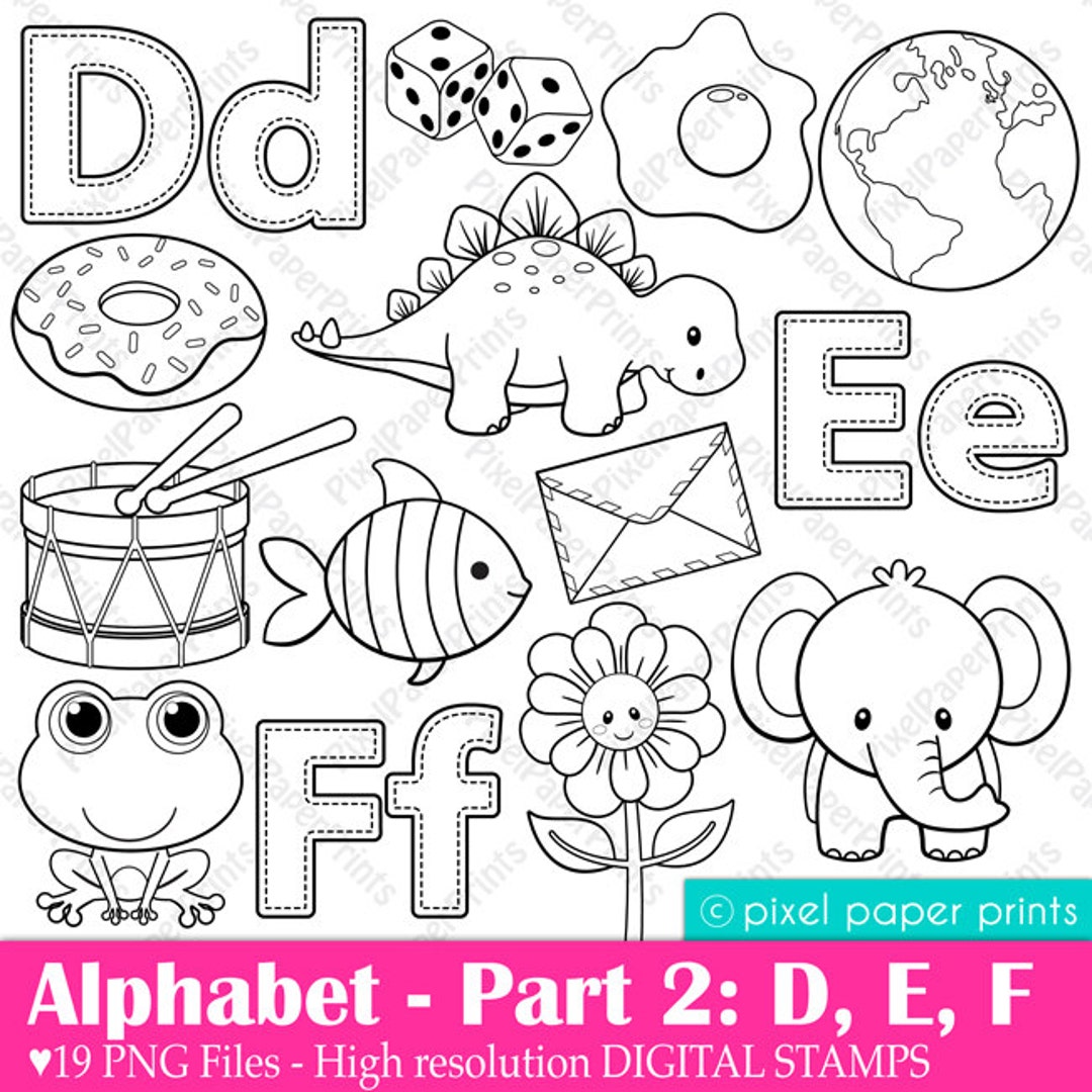 Alphabet Digital Stamps Part 2 - DEF Clip Art - School Clipart - Etsy