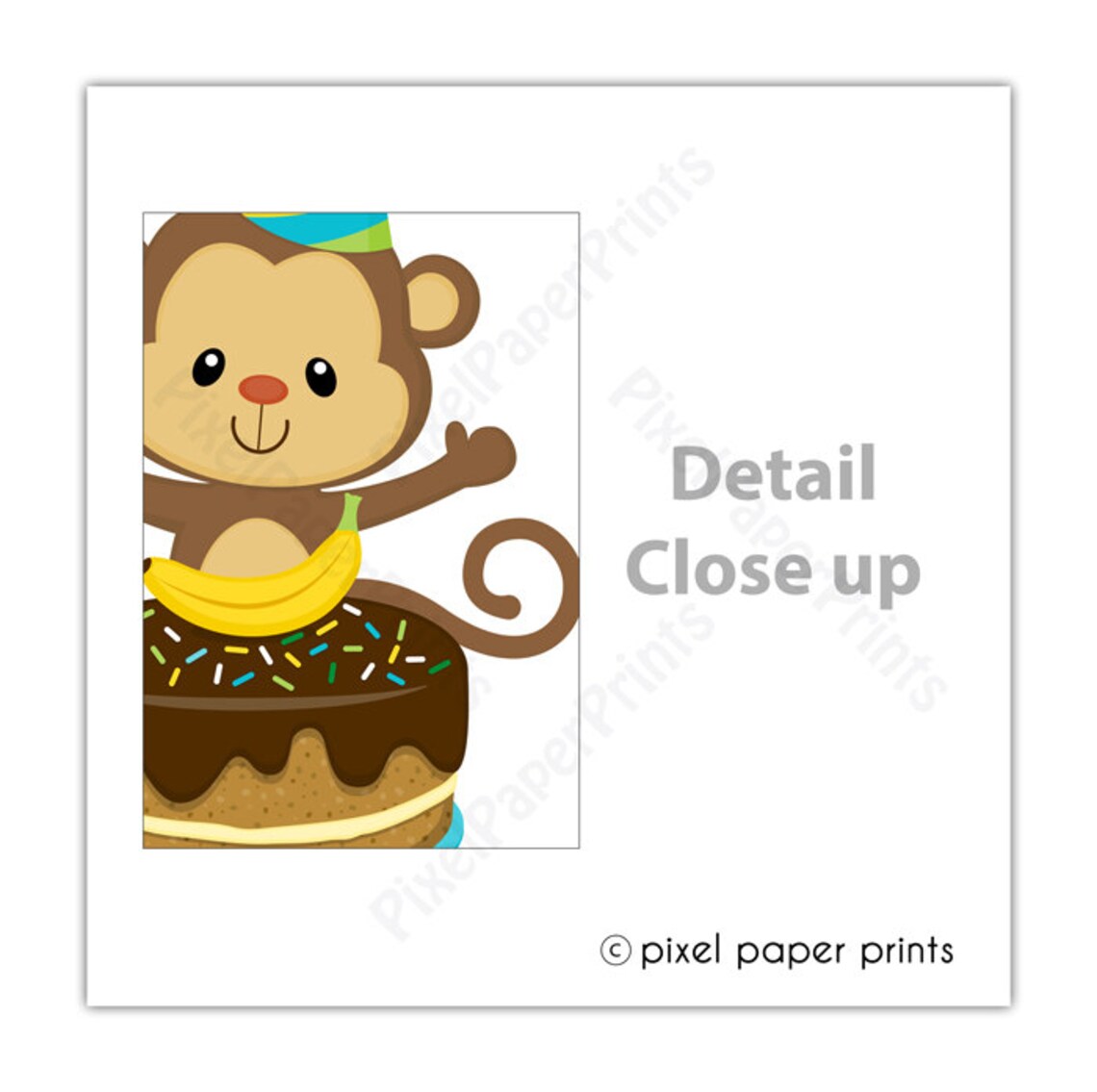 Birthday Monkey Clipart and Digital Paper Set Monkey Clip - Etsy