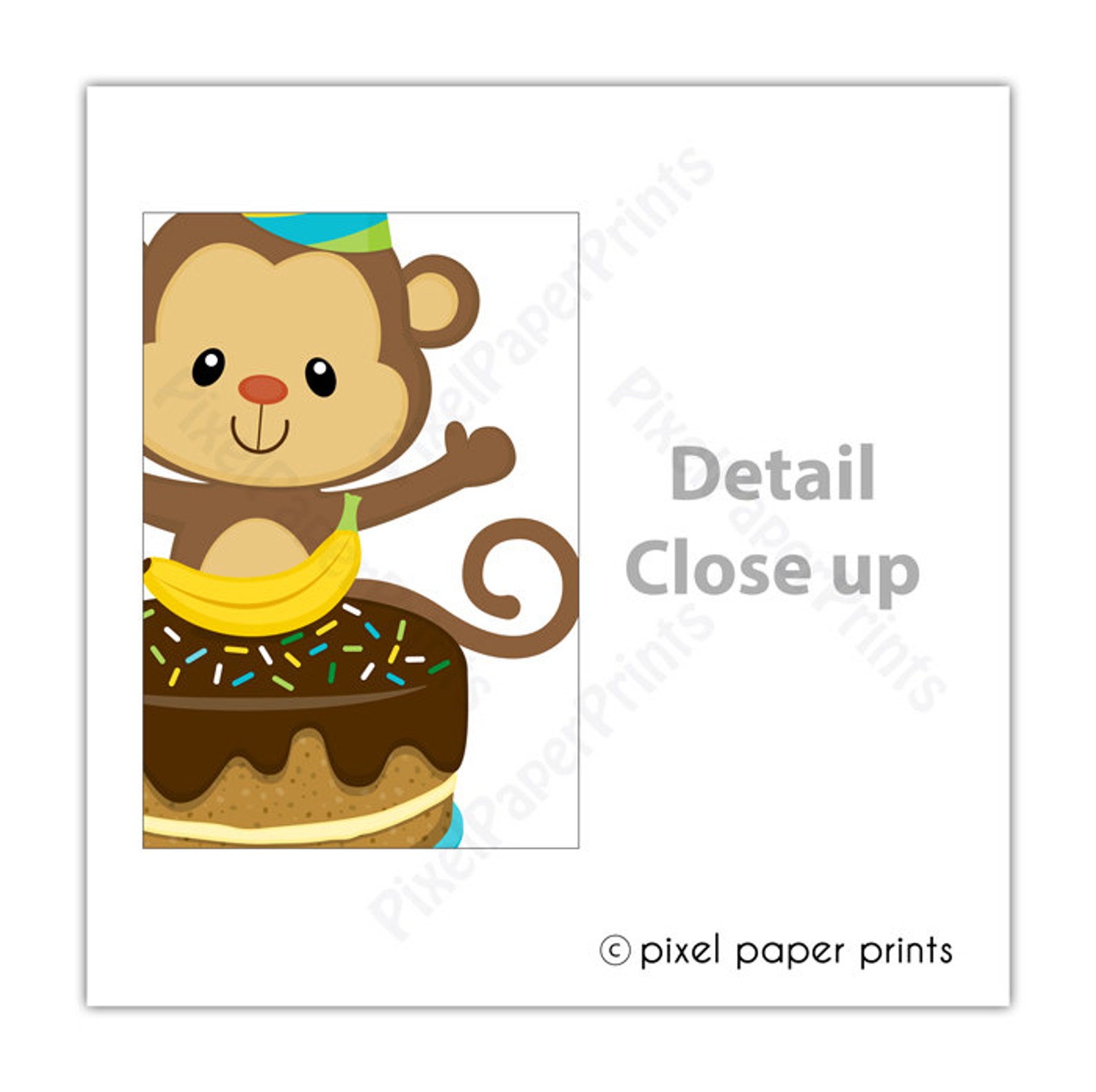 Birthday Monkey - Clipart and Digital Paper Set - Monkey Clip Art ...