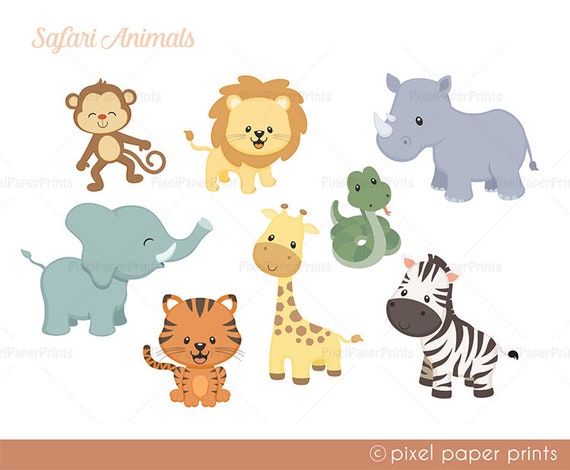 Safari Animals - Jungle Animals Clip Art — PixelPaperPrints