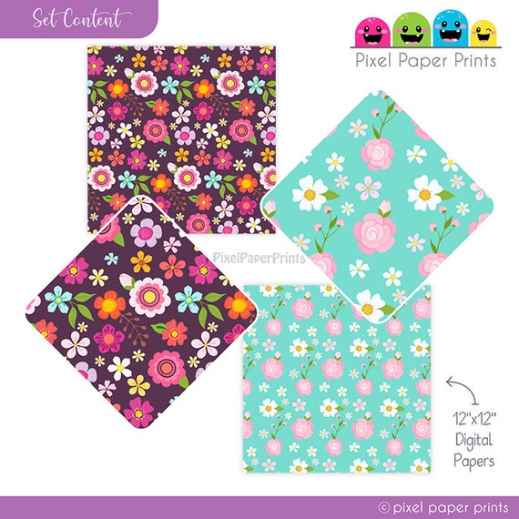 Joyful Flowers - Floral Clip Art — PixelPaperPrints