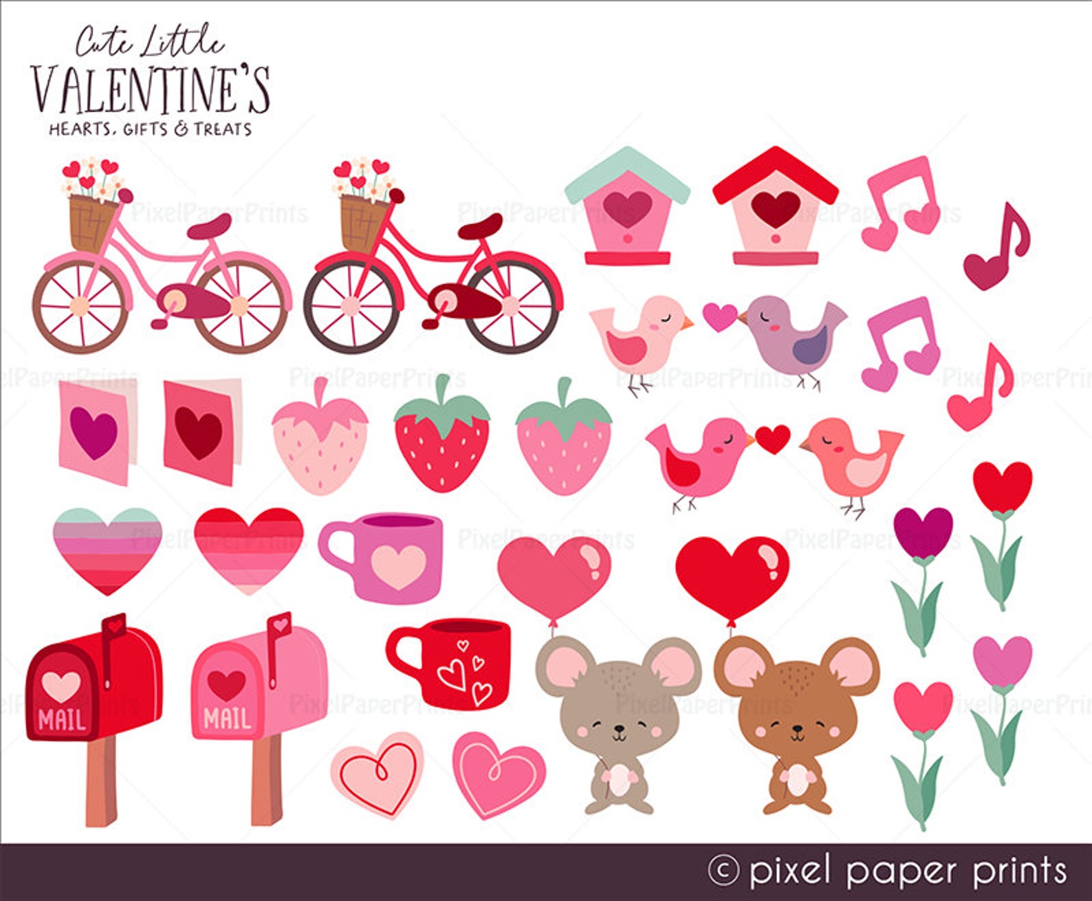 Valentine's Day Clipart - Cute Little Valentine's Hearts Gifts and ...