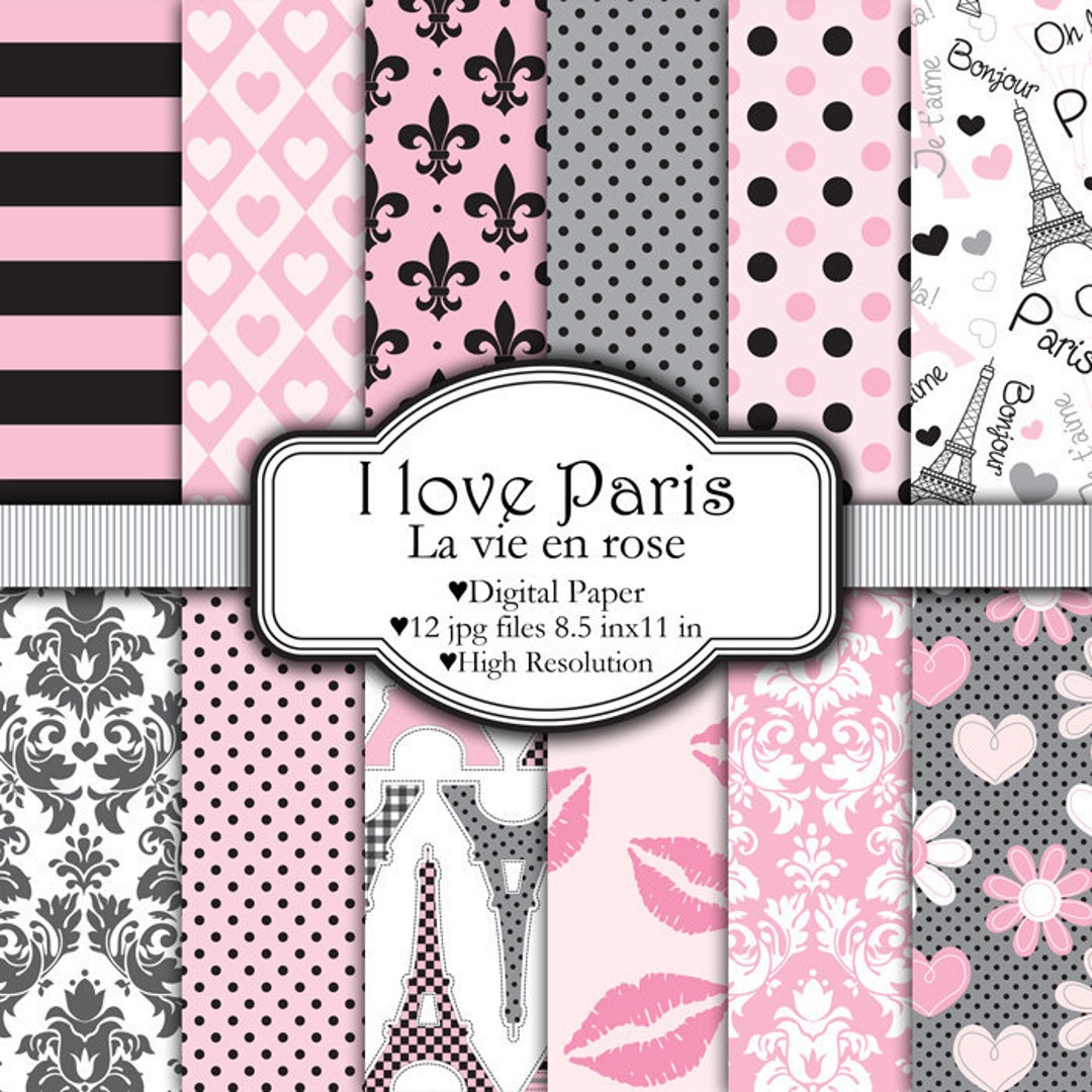 I Love Paris - Digital Paper Set - Etsy