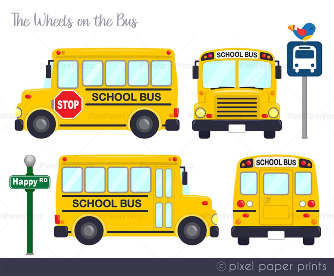 School Bus Clip Art- Clip Art - School Bus Graphics - Printable ...