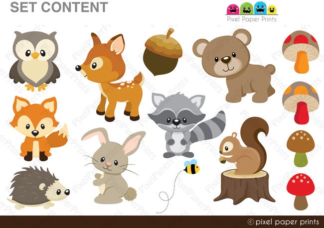 Woodland Animals Clip Art - PNG Forest Animals Graphics - Digital ...
