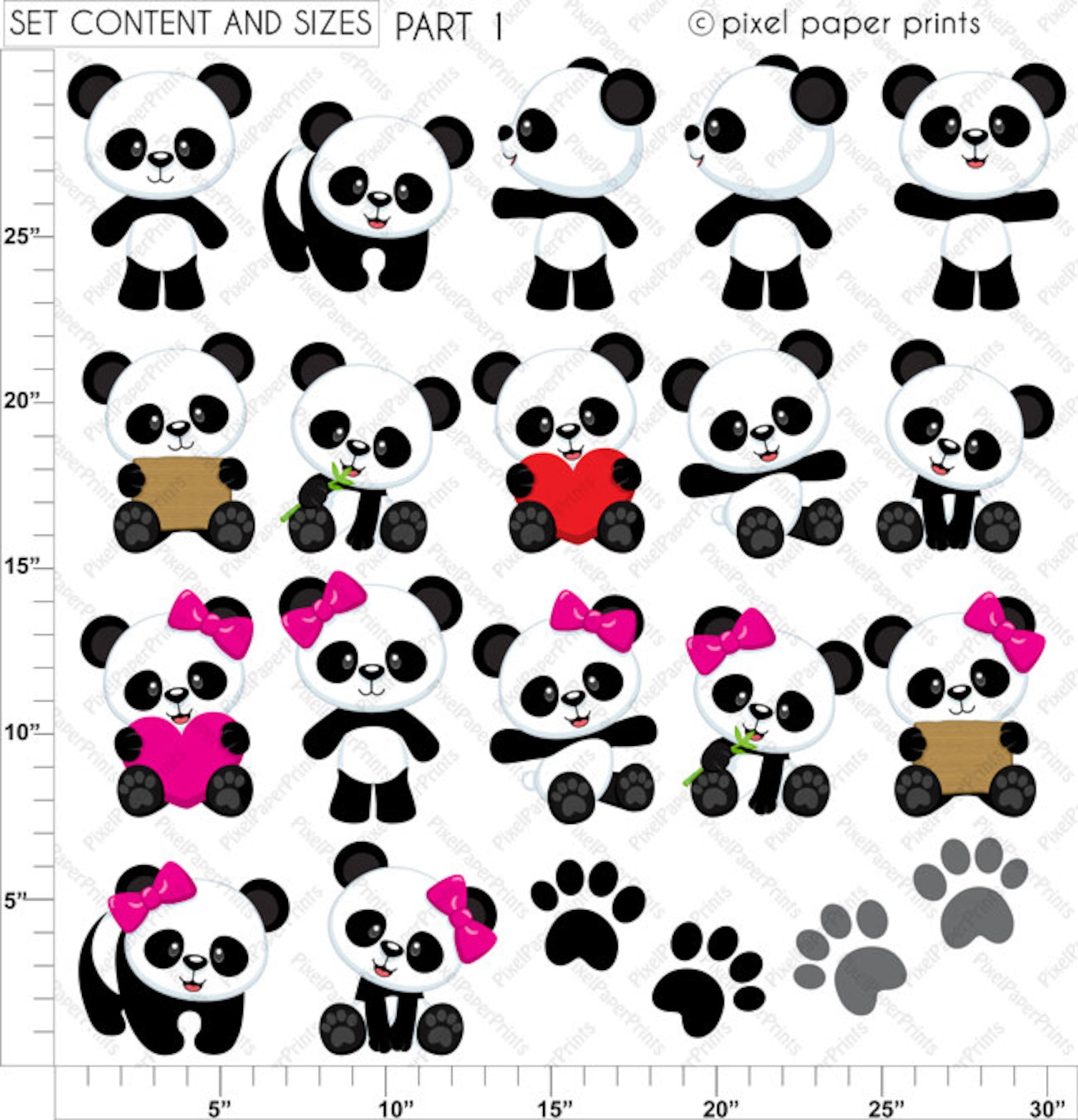 Panda Bear Clip Art - PNG Files - Digital Images - Cute Panda Clipart ...