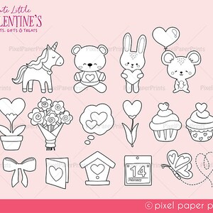 Valentines Day Digital Stamps - Cute Little Valentine's - Love Clip Art ...