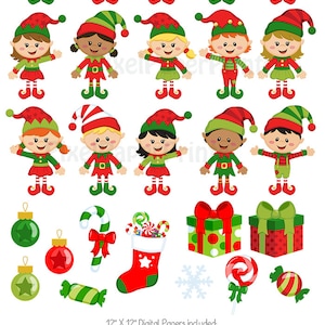 Elf Clip Art - Christmas Elf - Happy Elves -digital Download ...