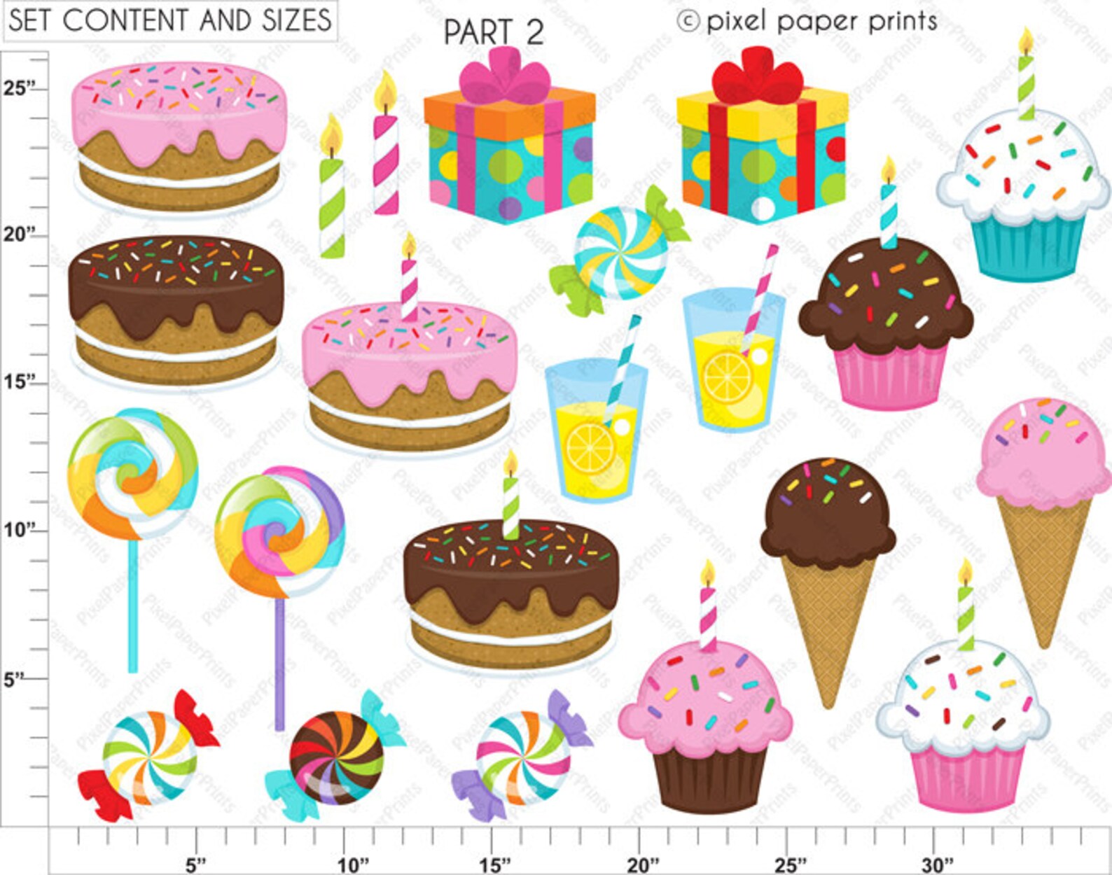 Birthday Bear Clipart and Digital paper set Digital - Etsy España