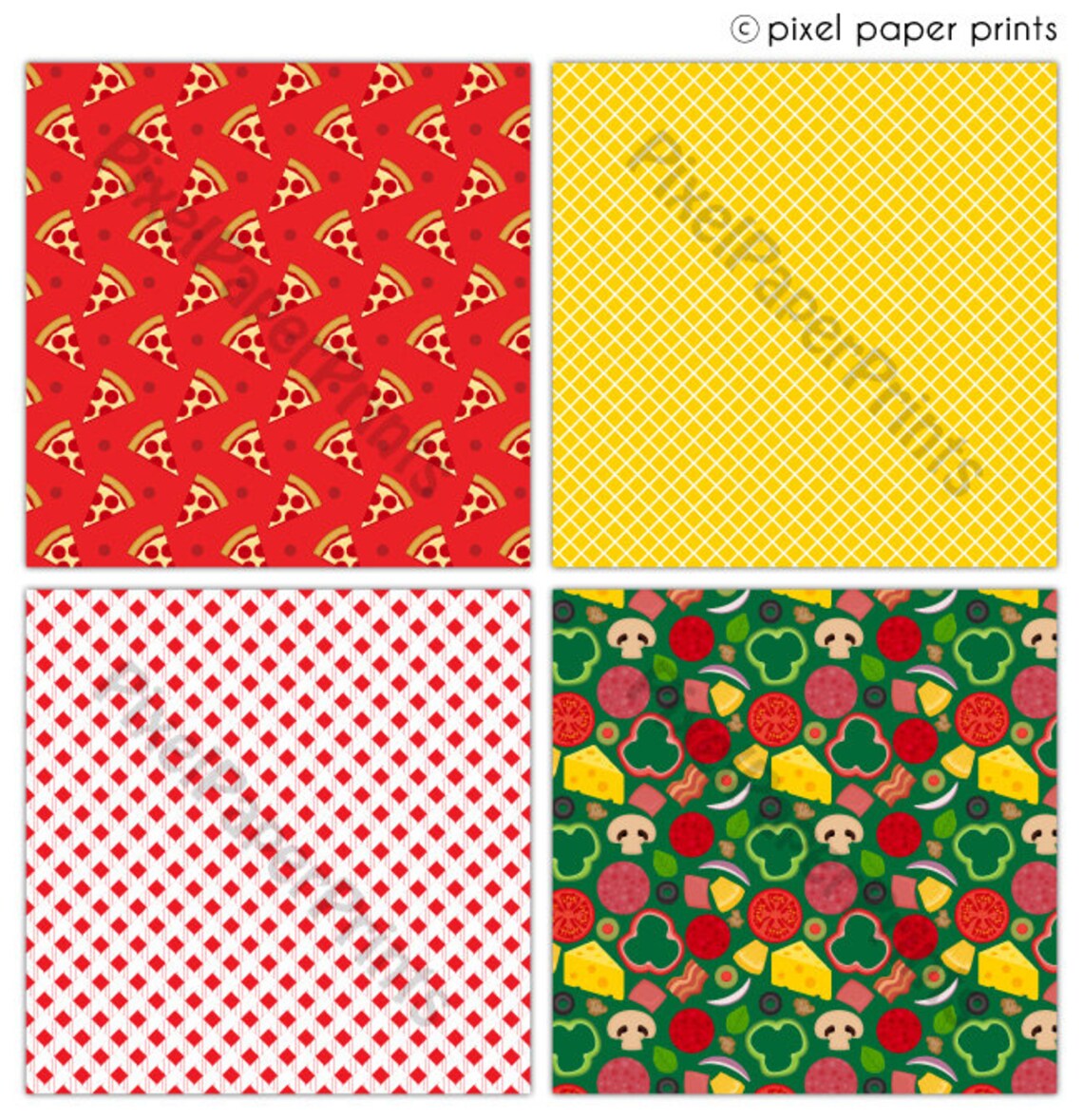 Pizza Papers Digital Paper Set Pizza Party - Etsy