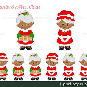 Santa and Mrs. Claus - Christmas Clipart - Black Santa Claus - Clip Art ...