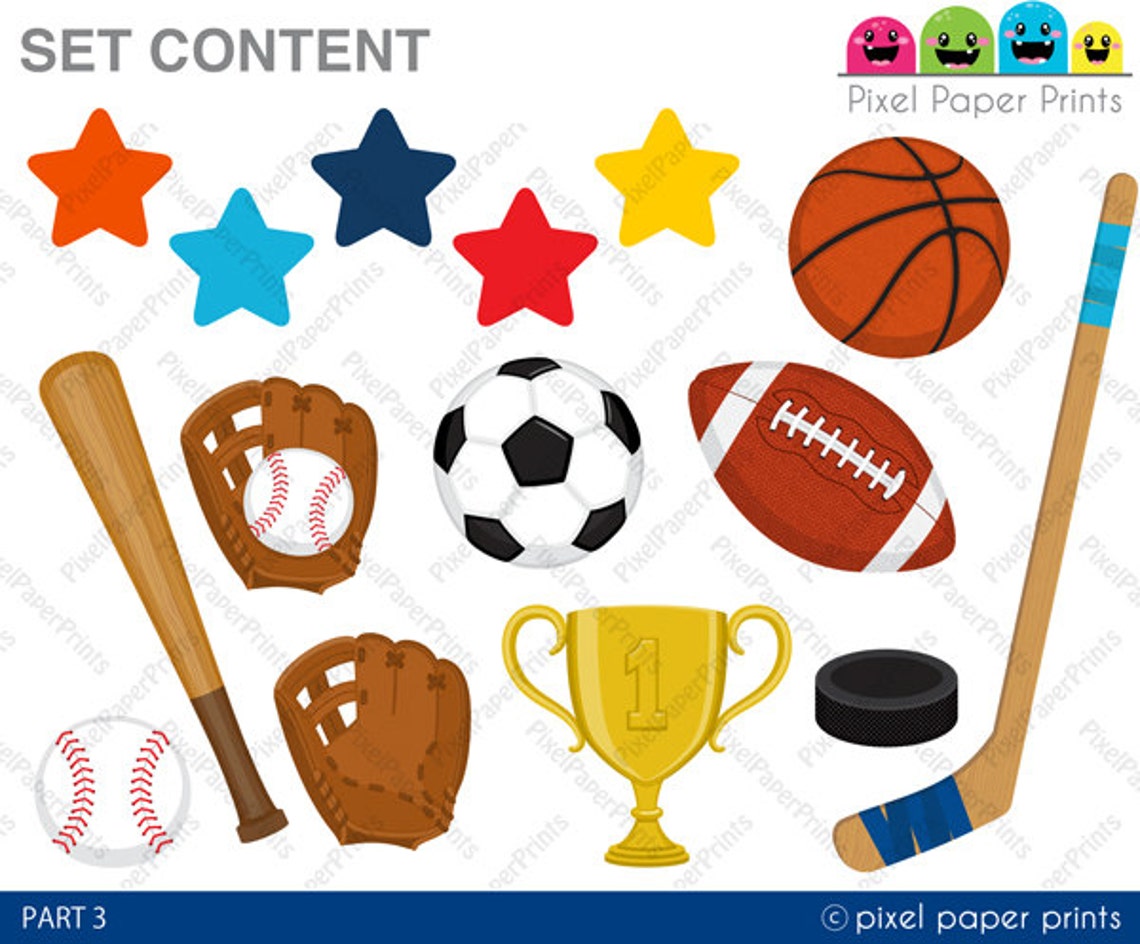 Sport Boys Clip Art and Digital Paper Set Sports Clipart - Etsy