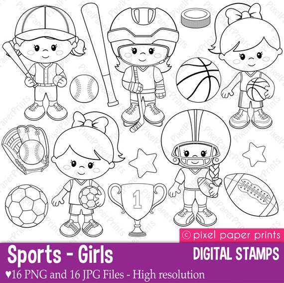 Sports - Girls - Digital stamps set by Pixel Paper Prints | Catch My Party