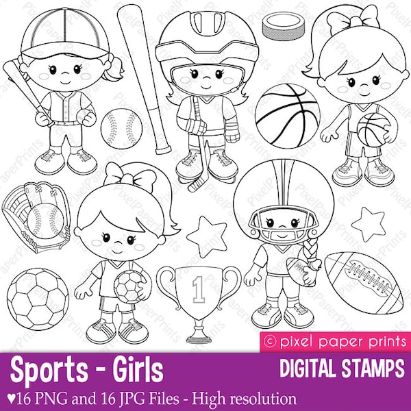 Girl Digital Stamp - Etsy