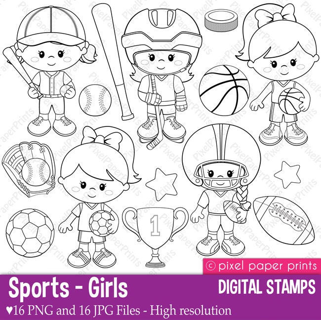 Sports - Girls - Digital stamps set - Etsy.de