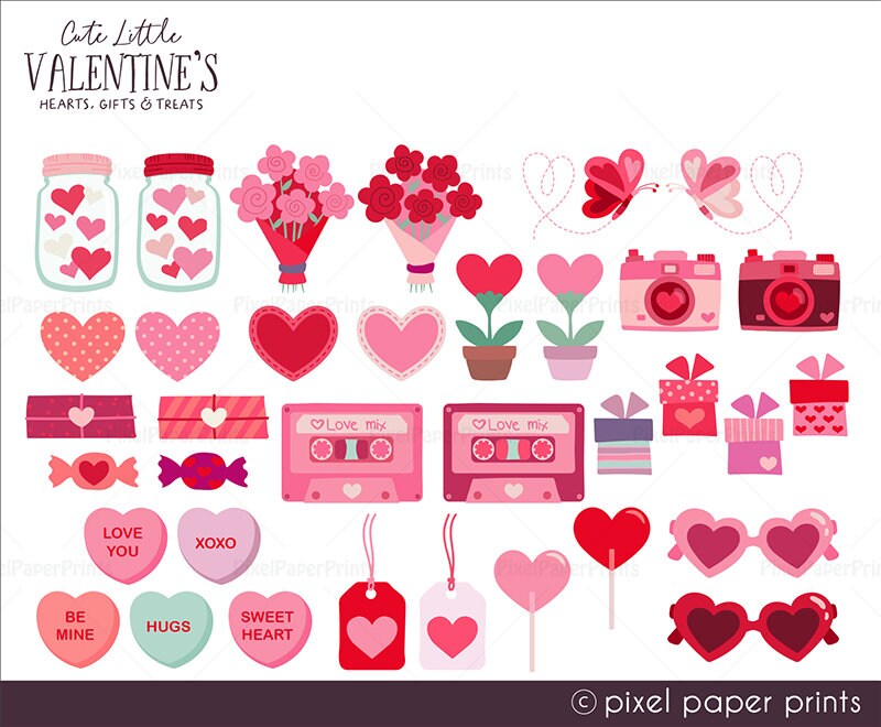 Valentine's Day Clipart - Cute Little Valentine's Hearts Gifts and ...