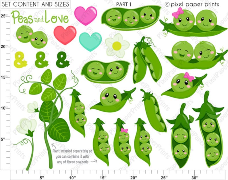 Peas in a Pod Clipart Clip Art and Digital Paper Set - Etsy Australia