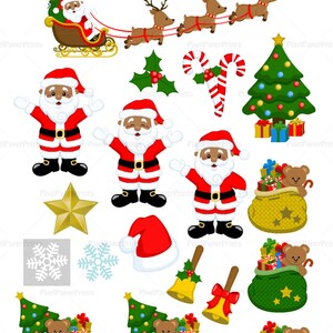 Christmas Clipart - Black Santa Claus - Clip Art and Digital Paper Set ...