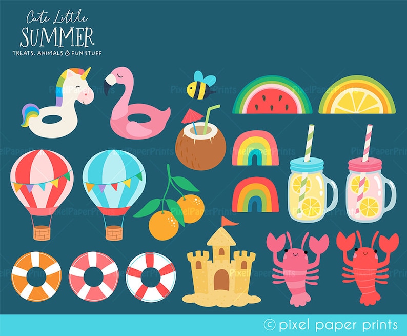 Cute Little Summer Clip Art Bundle | Over 200 High-quality PNG Graphics ...