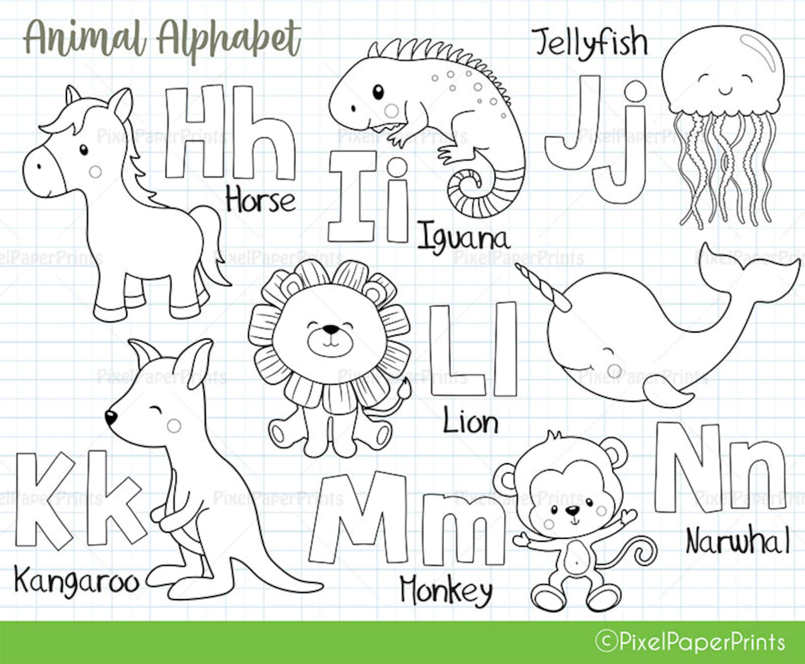 Animal Alphabet Collection A to Z Digital Stamps ABC Clip - Etsy