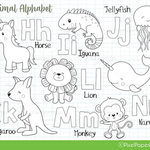 Animal Alphabet Collection A to Z - Digital Stamps - ABC Clip Art ...