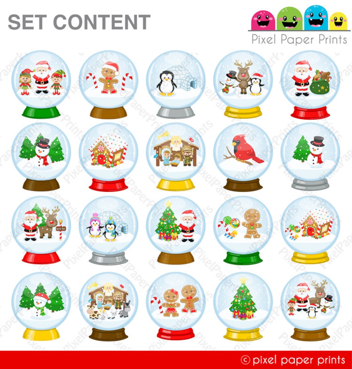 Snow Globe Clip Art - Christmas Clipart - Clip Art Bundle - Digital ...