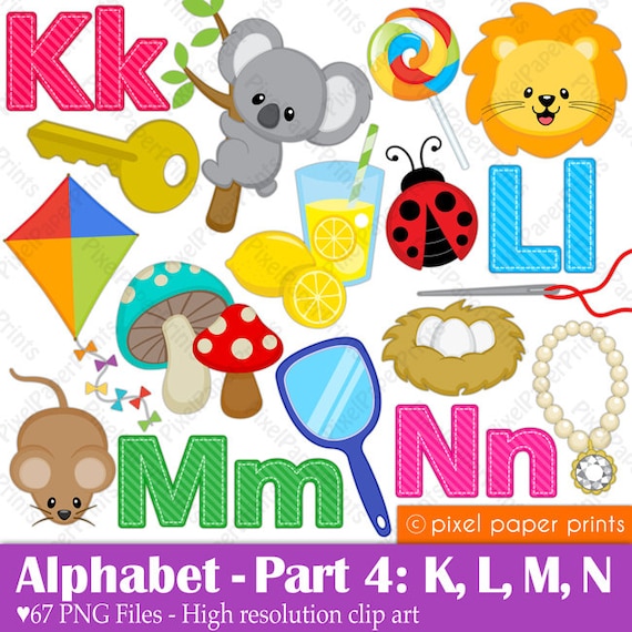 Alphabet Clip art Part 4- ABC clip art - KLMN - School clipart by Pixel ...