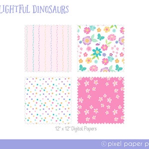 Delightful Dinosaurs - Dinosaurs for Girls - Clip Art and Digital Paper ...