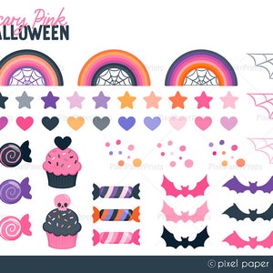 Scary Pink Halloween - Clip Art and Digital Paper Set - Cute Witch ...