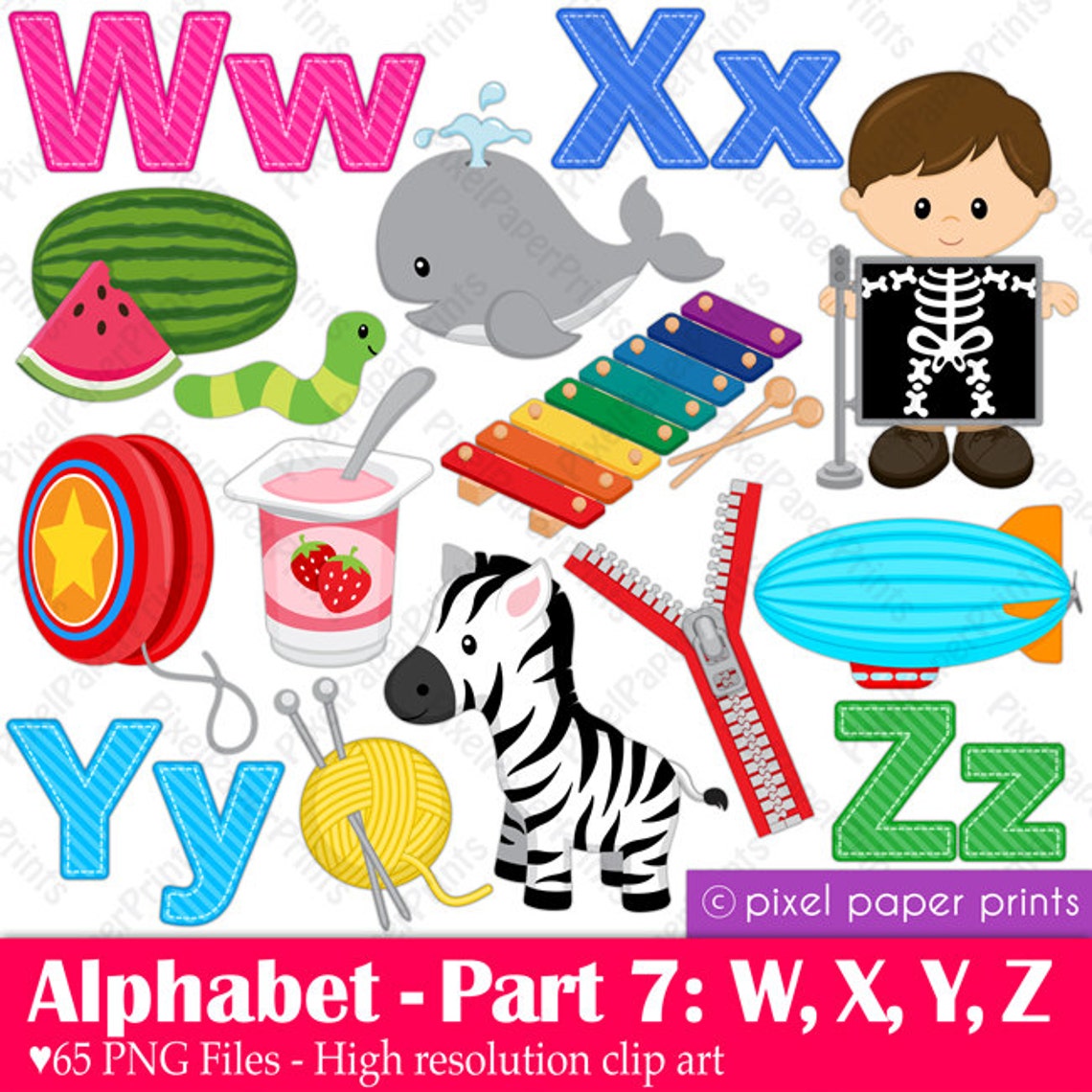 Alphabet Clipart Part 7 ABC Clip Art WXYZ School Clip Art - Etsy